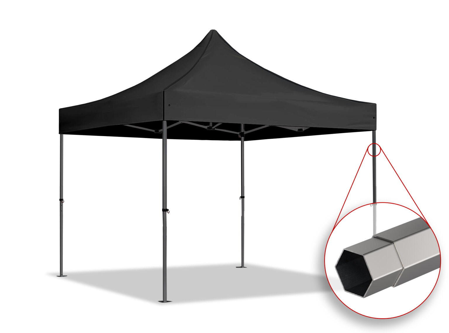 UK Tents - 3x3m Pop Up Gazebo Premium 4 sides Black