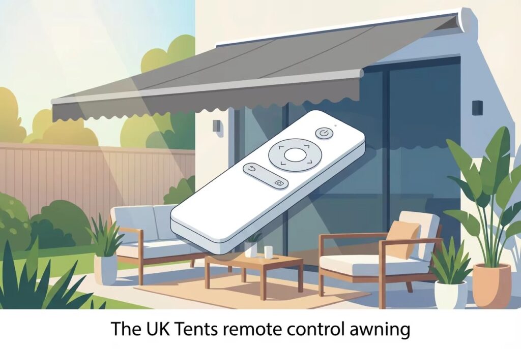UK Tents - 3.95x3m Grey Fabric Manual + Electric + Solar Crank Semi ...